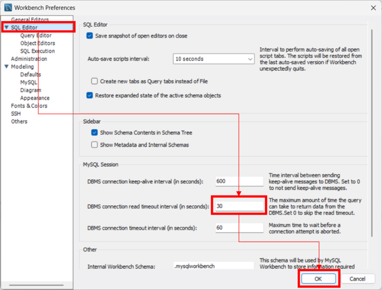 【MySQL Workbench】タイムアウト時間を変更する | おだねこのITブログ